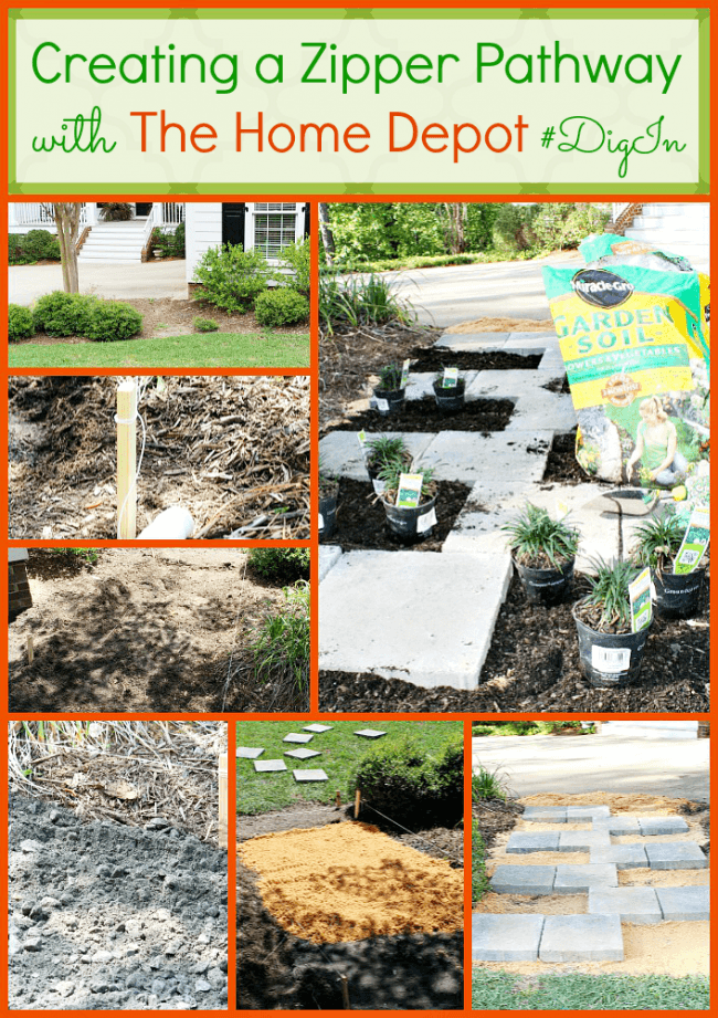 Creating a Paver Stone “Zipper” Pathway with Home Depot #DigIn