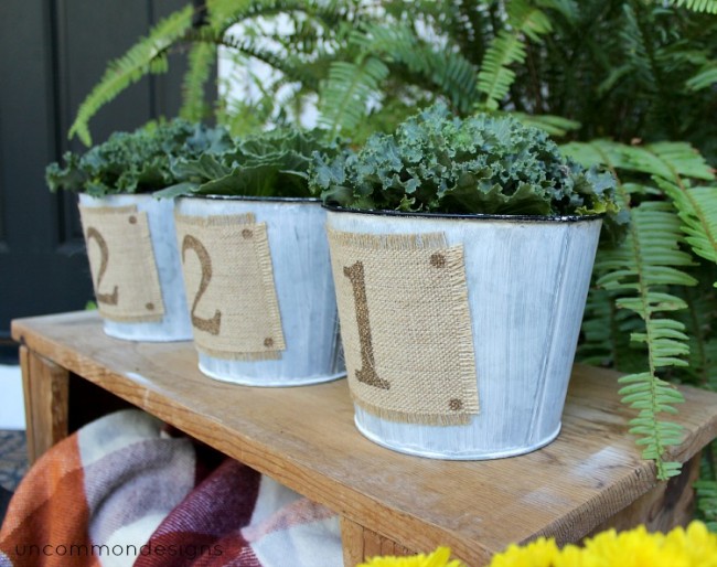 Stenciled DIY House Number Buckets - Uncommon Designs